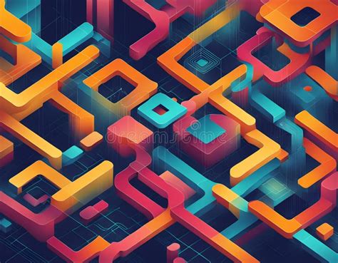 An Isometric Block Abstract Composition Showcasing A Structured