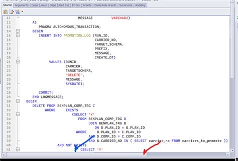 Schema Browser Scroll Bars On Source Tab Toad For Oracle Beta