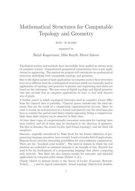 Pdf Mathematical Structures For Computable Topology And Geometry Dokumen Tips