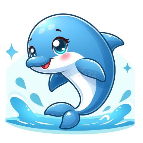 Cute Dolphin Cartoon Isolated On White Background Suitable For Making