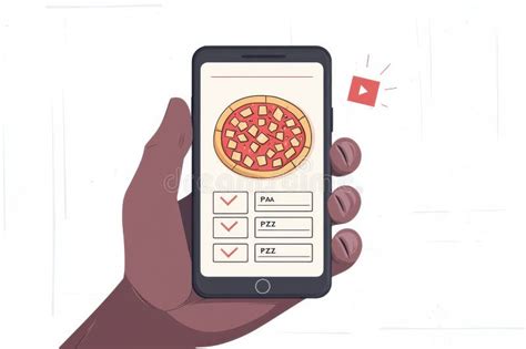 Person Navigating A Pizza Ordering App On A Smartphone Screen Stock Illustration Illustration