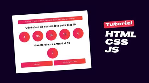 Projet Javascript Débutant Générateur De Numéros Loterie Youtube