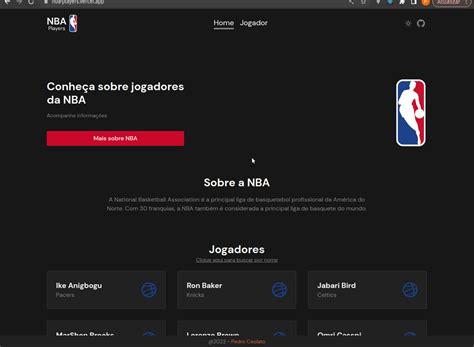 GitHub pceolato nba players Aplicação Web para buscar informações sobre jogadores da NBA