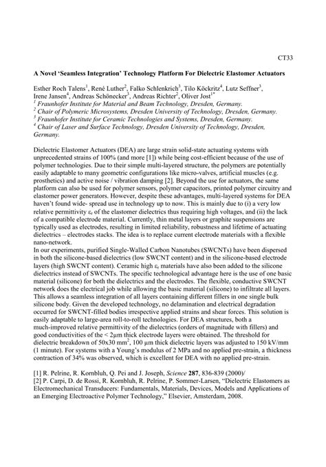 Pdf A Novel ‘seamless Integration Technology Platform For Dielectric Elastomer Actuators