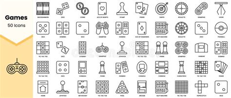 Set Of Games Icons Simple Line Art Style Icons Pack Stock Vector Illustration Of Symbol