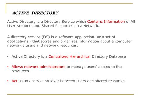 ACTIVE DIRECTORY Ppt