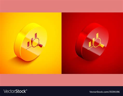Isometric Magnifying Glass And Data Analysis Icon Vector Image