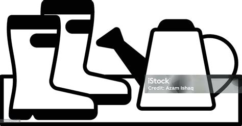 식물 보육 벡터 아이콘 디자인 농업 및 농업 상징 마을 생활 표지판 농촌 및 가축 재고 일러스트 레이 션 급수 캔 개념과 정원사 부츠 0명에 대한 스톡 벡터 아트 및 기타