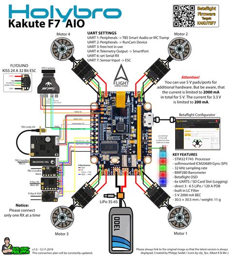Holybro Kakute F7 Aio Flight Controller Anschlussplan Wiringplan