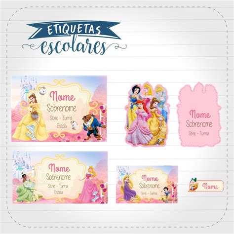 40 Etiquetas Escolares Princesas Disney Em Vinil Elo7