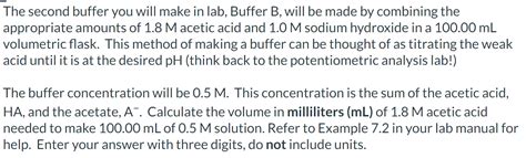 Solved The First Buffer You Will Make In Lab Buffer A Will Chegg Com