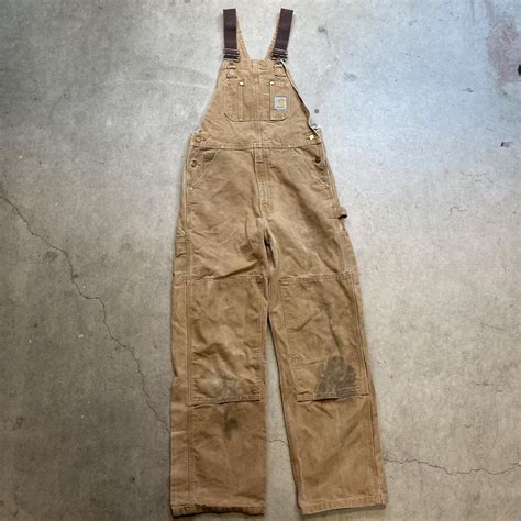 Vintage Carhartt Bib Overalls Double Knee Tobacco Depop