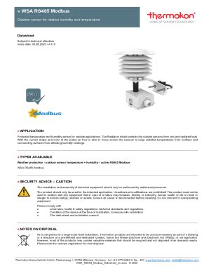 Fillable Online Modbus Outdoor Sensor For Relative Humidity And Temperature Fax Email Print
