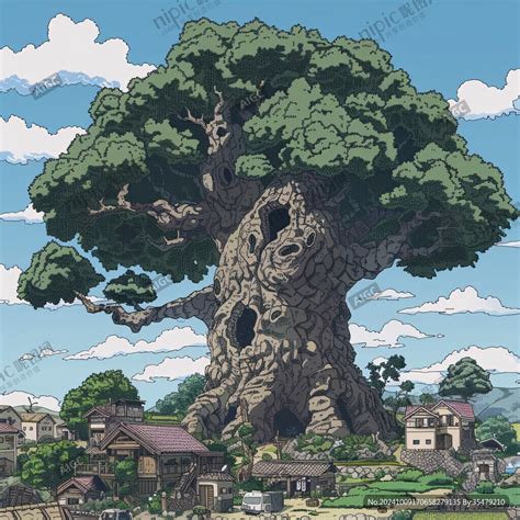 Ai创作图农村大树场景 仙境古树插画 大树老爷爷 参天大树村口大树 古茶树插画 百年树木村口老树 民房大树 村子里的大树 古村落大树 大树下的人家 菩提树榕树古树大树 村庄景观树 插画大树