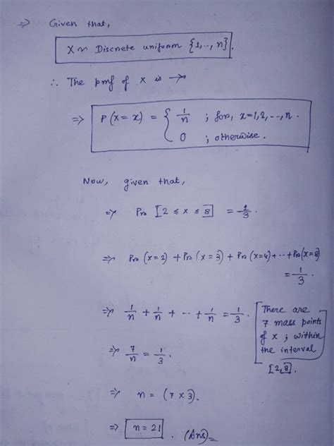 If X Is A Uniform Random Variable On 1n And Pr 2and Solvedlib