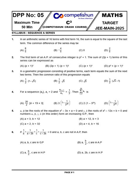 5 Sequence And Seriesstudent Copy Pdf Mathematical Analysis