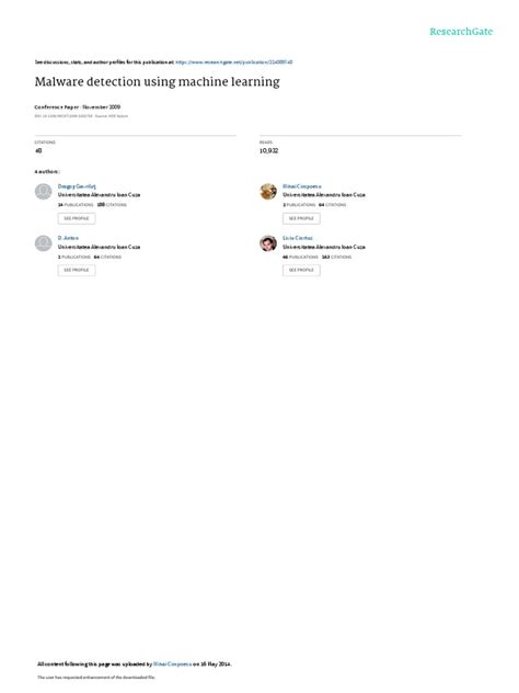 Malware Detection Using Machine Learning Pdf Pdf Malware Statistical Classification