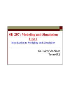SE 207 Modeling And Simulation Lecture 1 Introduction Se 207
