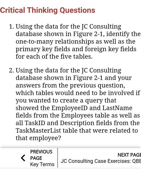 1 Using The Data For The JC Consulting Database Chegg