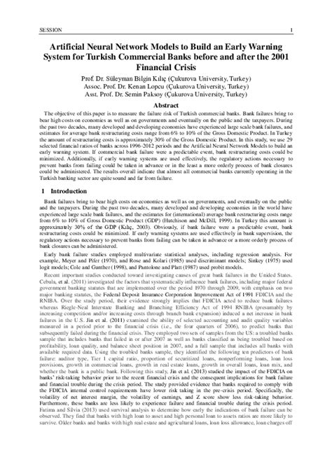 Pdf Artificial Neural Network Models To Build An Early Warning System For Turkish Commercial