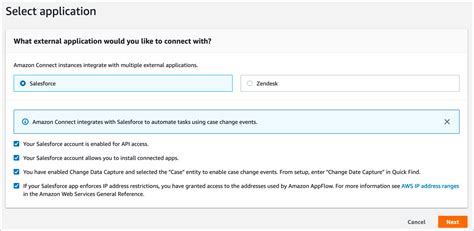 Set Up Application Integration For Salesforce Amazon Connect