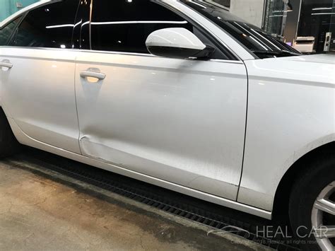 아우디 A6 앞범퍼 및 조수석 도어 사이드스텝 수리 힐카 수리 복원 갤러리