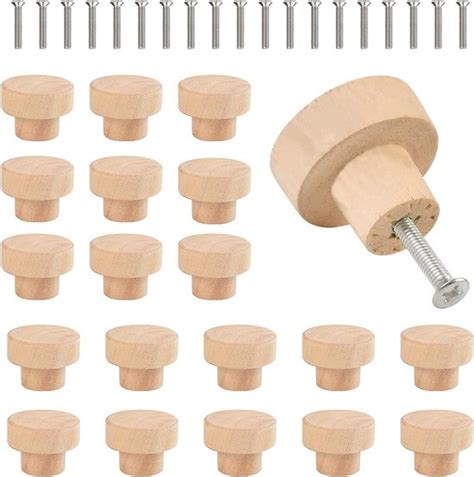 Ronde Houten Meubelknoppen 20 Stuks Ongelakt 35 Mm Voor Kasten En