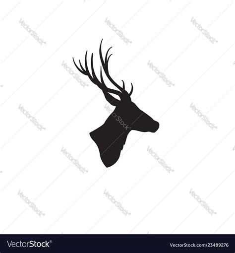 Deer Head Silhouette Wild Animal Reindeer Profile Vector Image