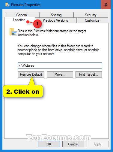Restore Default Location Of Personal Folders In Windows Tutorials