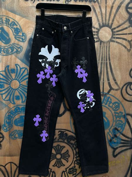 Джинсы Мужской Женский Chrome Hearts черный сапфир Деним Хлопок размер 38 облегающий Молния