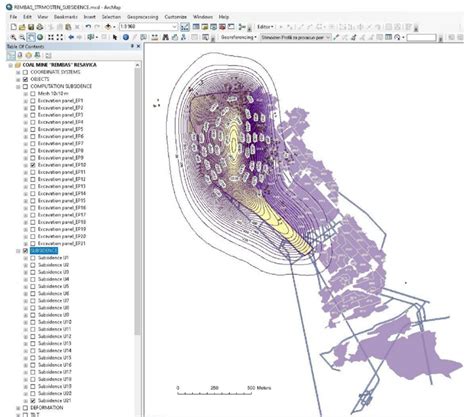 Subsidence Contour Lines After Mining The Entire Excavation Field At