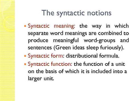 Syntax And Its Basic Notions Syntactic Theories Lecture