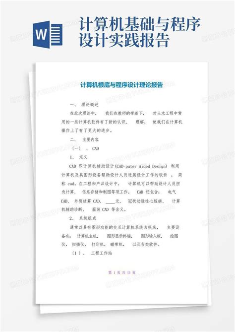 计算机基础与程序设计实践报告word模板下载 编号lgaekdvk 熊猫办公
