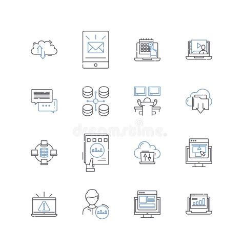 Computer Age Line Icons Collection Technology Digital Internet Innovation Coding