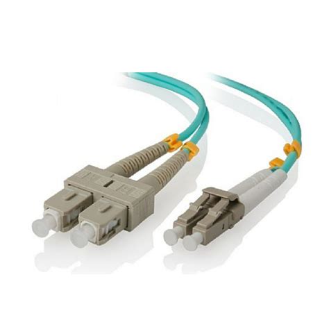 LC SC OM4 50 125mm Multimode Duplex Fiber Patch Cord 2mm Jacket Aqua