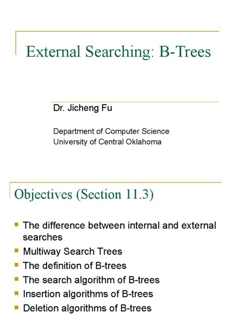 External Searching B Trees Dr Jicheng Fu Pdf Applied Mathematics Algorithms And Data