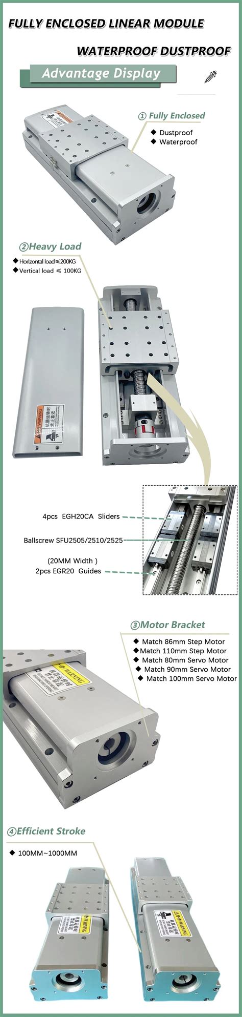 CNC Linear Sliding Table Heavy Duty Mm Width Ballscrew