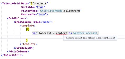Telerik The Name Context Does Not Exist In The Current Context