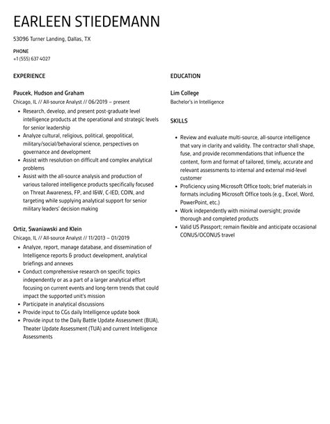 All Source Analyst Resume Samples Velvet Jobs