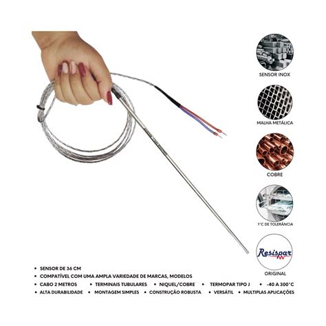 Resispar Resistências Elétricas E Automação Termopar Tipo J Sensor 0 6x35cm De Temperatura