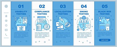 Non Functional Software Testing Blue Onboarding Mobile Web Pages Vector Template Responsive