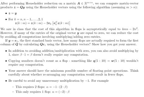 Solved After Performing Householder Reduction On A Matrix