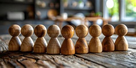 Global Communication Illustrated With Interconnected Wooden Figures Symbolizing Teamwork In