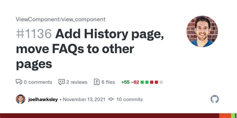 add history page move faqs to other pages by joelhawksley · pull request 1136 · viewcomponent