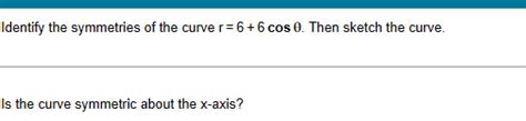Solved Identify the symmetries of the curve r cosθ Then Chegg