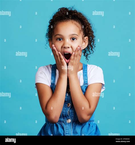 Portrait Surprise And Girl With Wow Facial Expression And Happiness