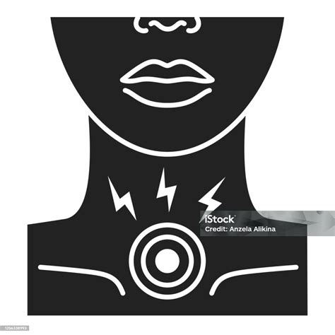 급성 인후검은 글리프 아이콘 염증 후두 건강 문제 웹 페이지 모바일 앱 배너에 서명합니다 개념에 대한 스톡 벡터 아트 및 기타