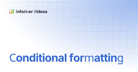 Conditional Formatting Inforiver Videos