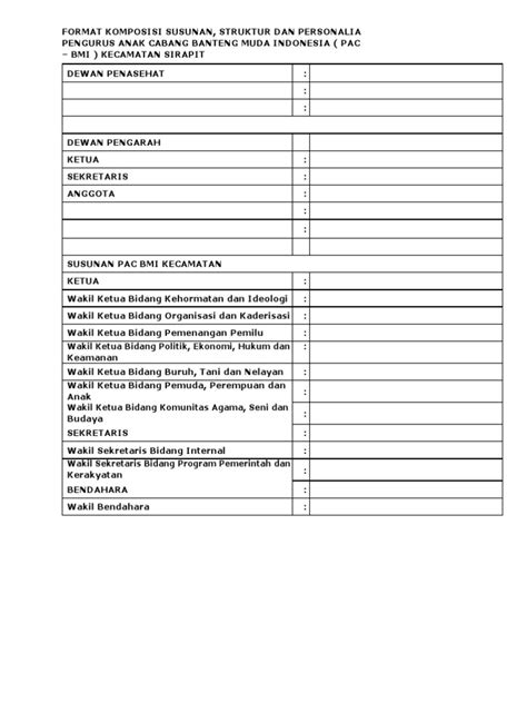 Bmi Format Susunan Pengurus Dpc Bmi Langkat Pdf