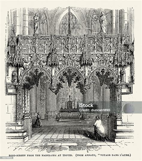 Medieval Architecture Rood Screen From The Madelaine At Troyes Stock